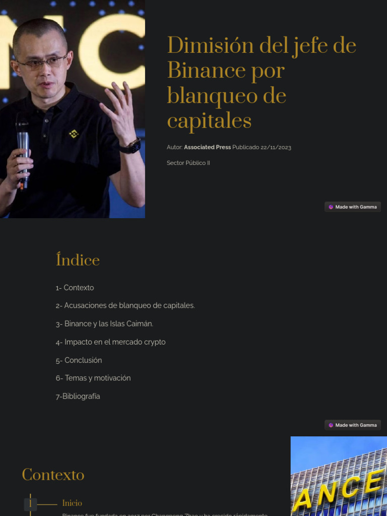 Dimision Del Jefe de Binance Por Blanqueo de Capitales | PDF