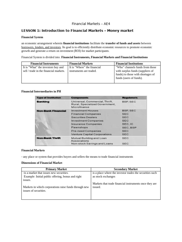 Intro To Financial Markets | PDF | Financial Markets | Interest