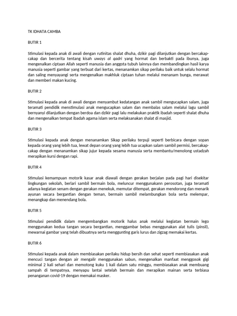 Contoh Catt Butir Visitasi | PDF | Indonesia