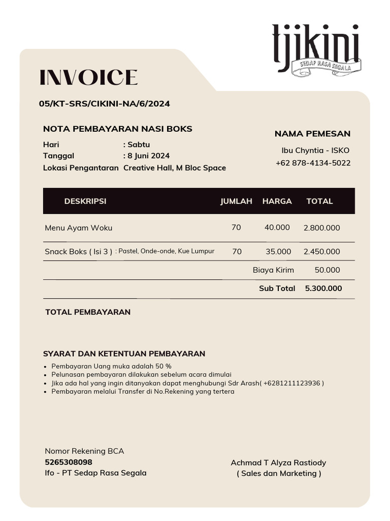 Invoice Pemesanan | PDF