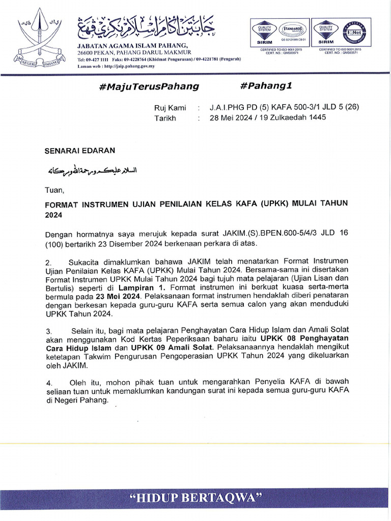 Format Instrumen Upkk 2024 | PDF