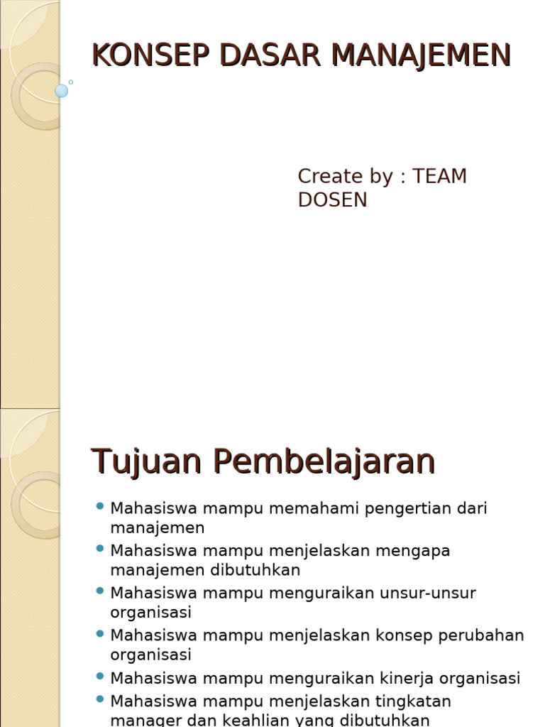 Bab 1 Konsep Dasar Manajemen | PDF