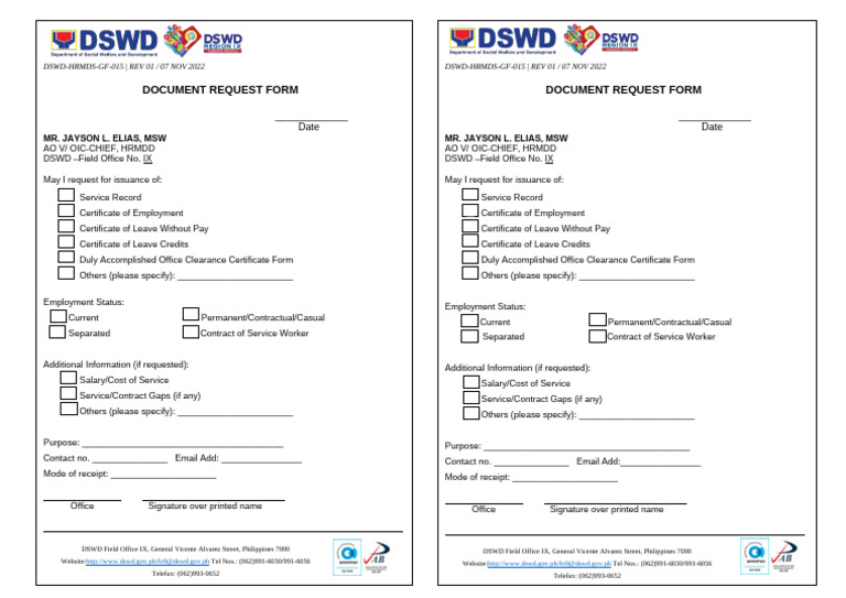 NEW Request Form 1 | PDF