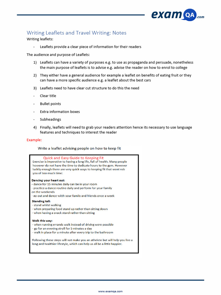 Writing Effective Leaflets for GCSE | PDF