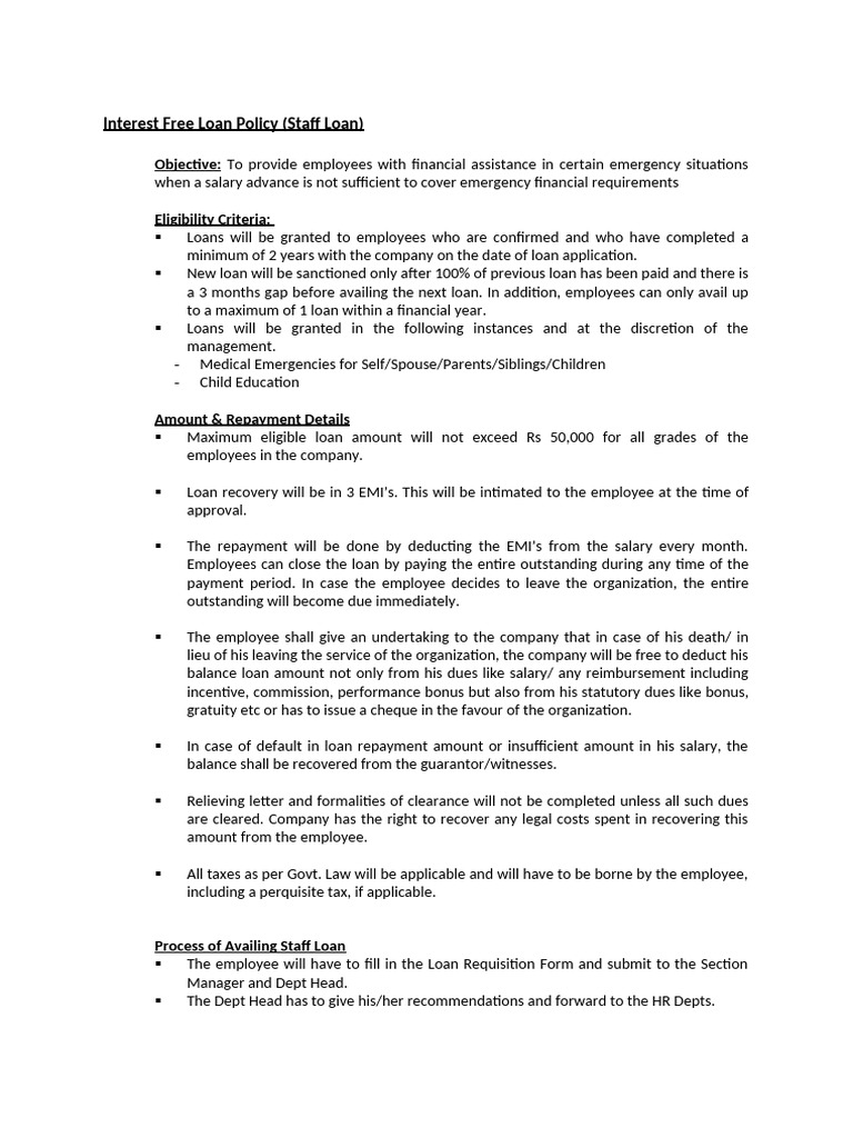Loan Policy - Sohail | PDF