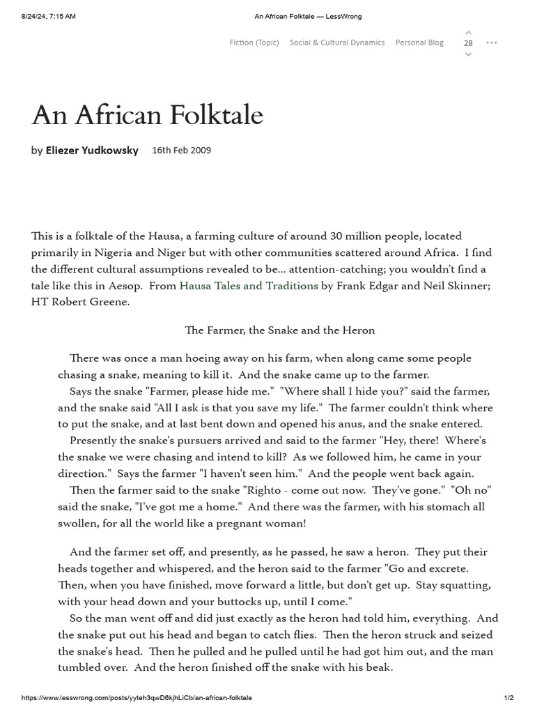 An African Folktale - LessWrong | PDF