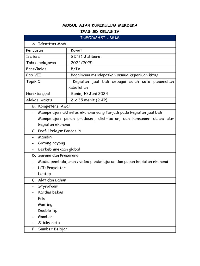 Modul Belum Lampiran - Kuwat | PDF
