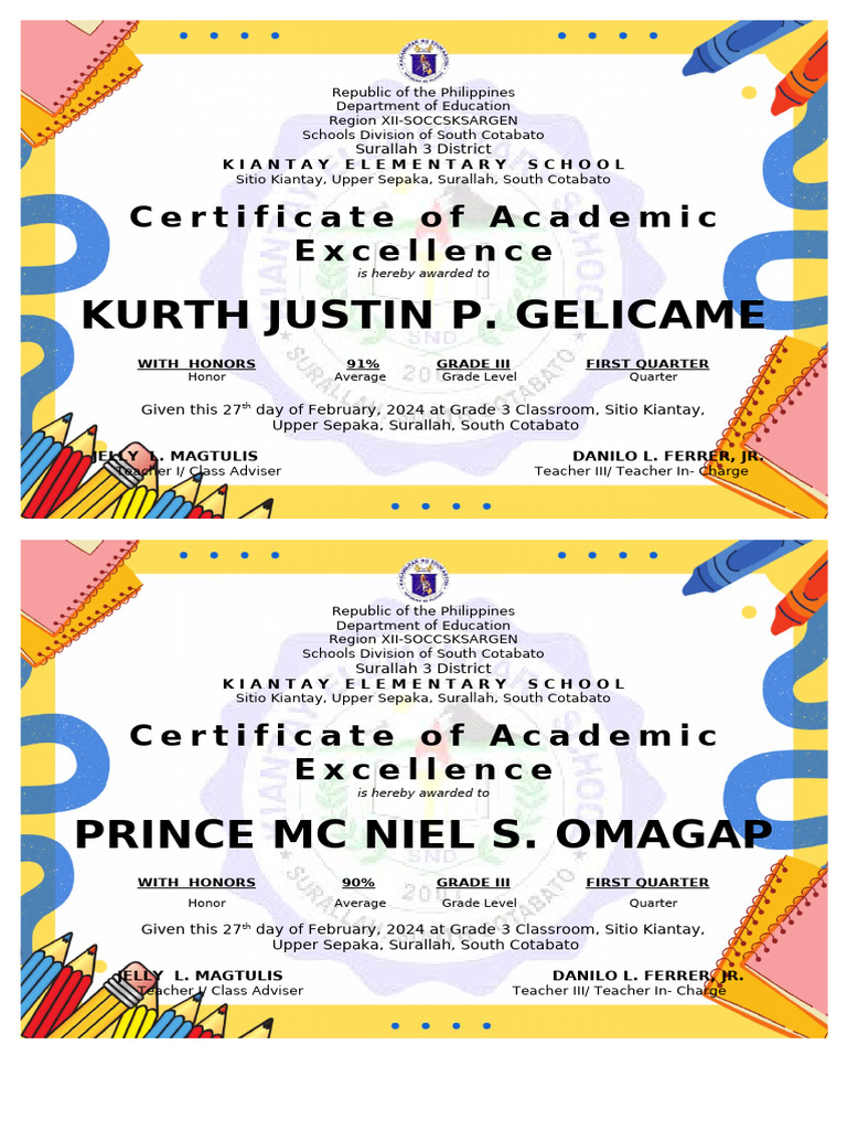 Certificate For Honors | PDF