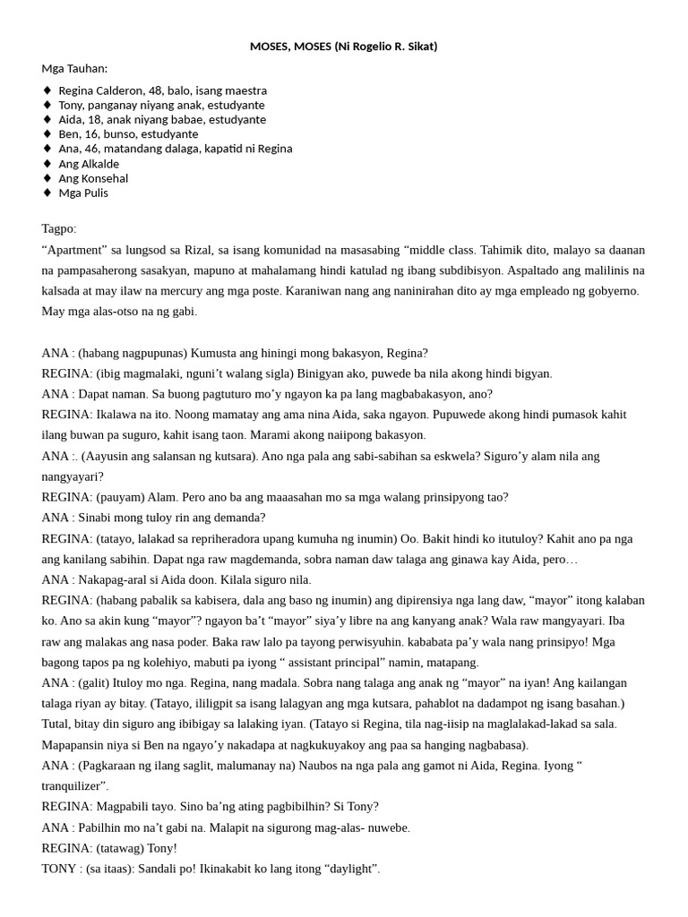 Moses Moses Script Writing | PDF