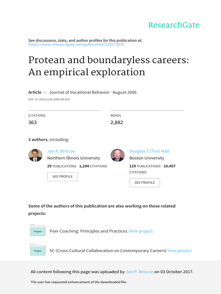 Protean and Boundaryless Careers An Empirical Expl | PDF