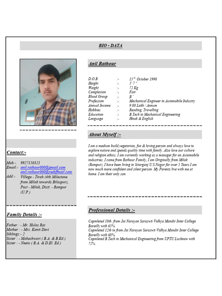Bio Data | PDF