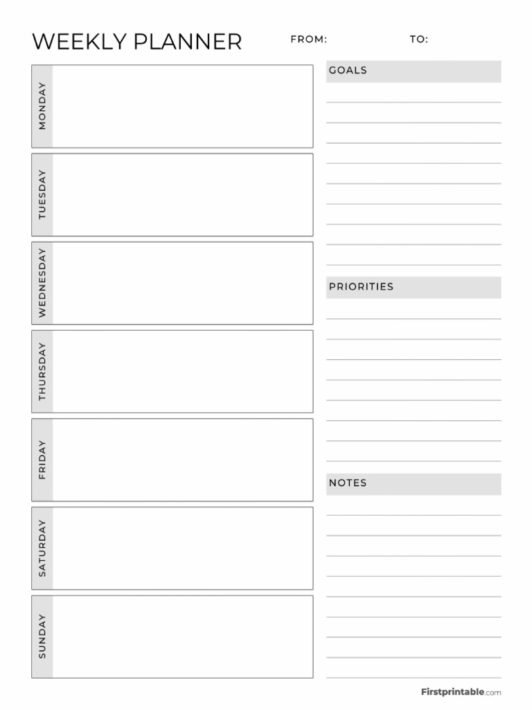 Undated Weekly Planner 02 Firstprintable Com | PDF