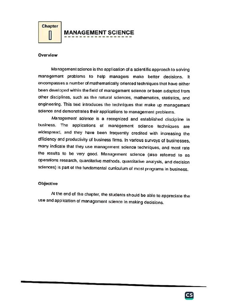 ManSci Lesson 1 | PDF