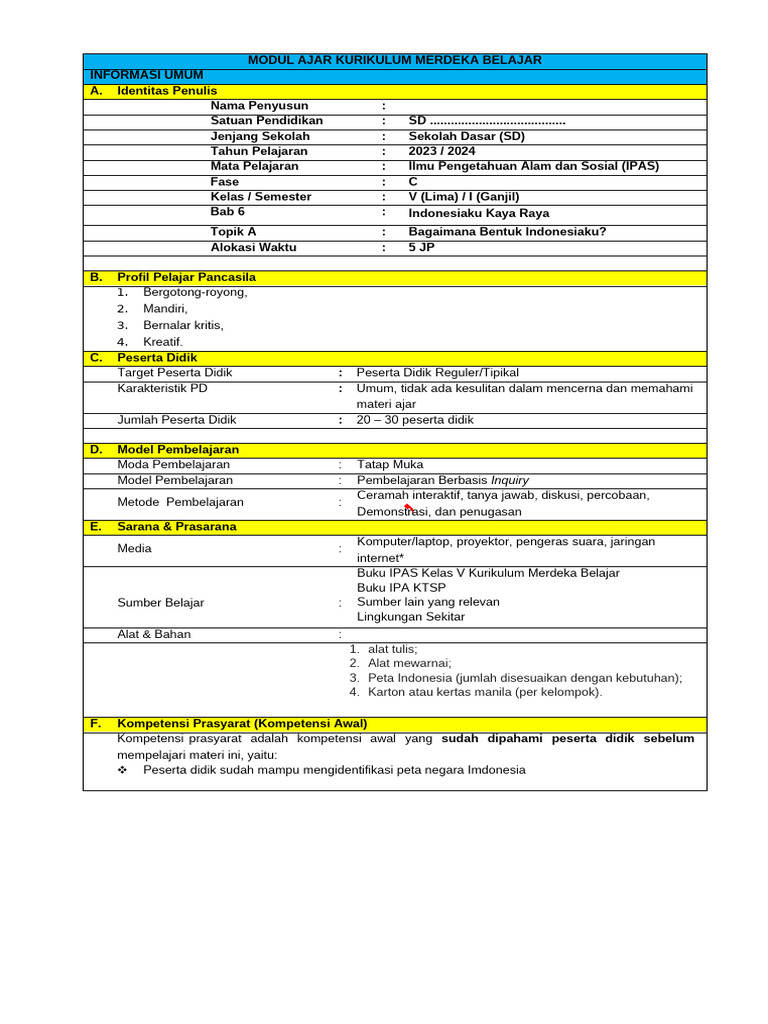 Modul Ipas - Bab 6 - Topik A - SD Negeri 1 Randugading | PDF
