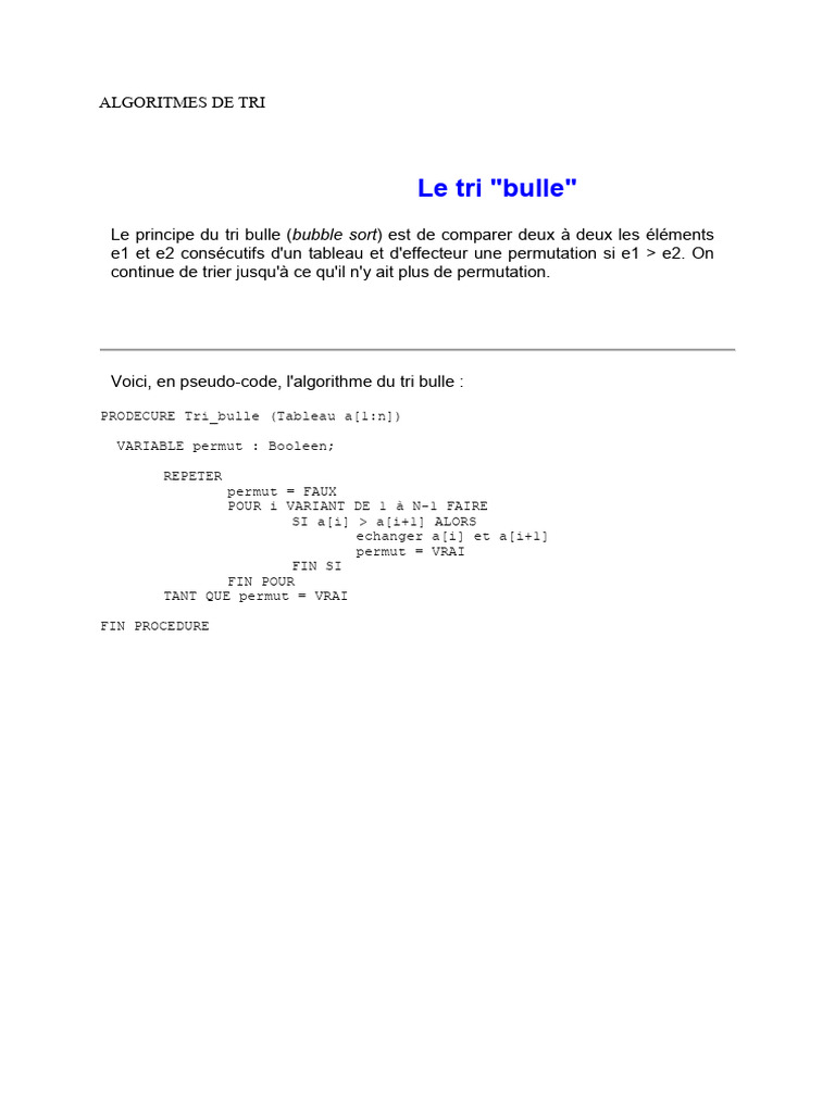 Algorithmes de Tri | PDF