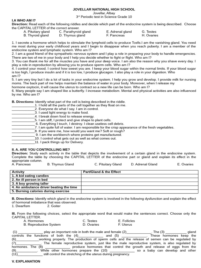 3rd PT Science G10 With Key | PDF