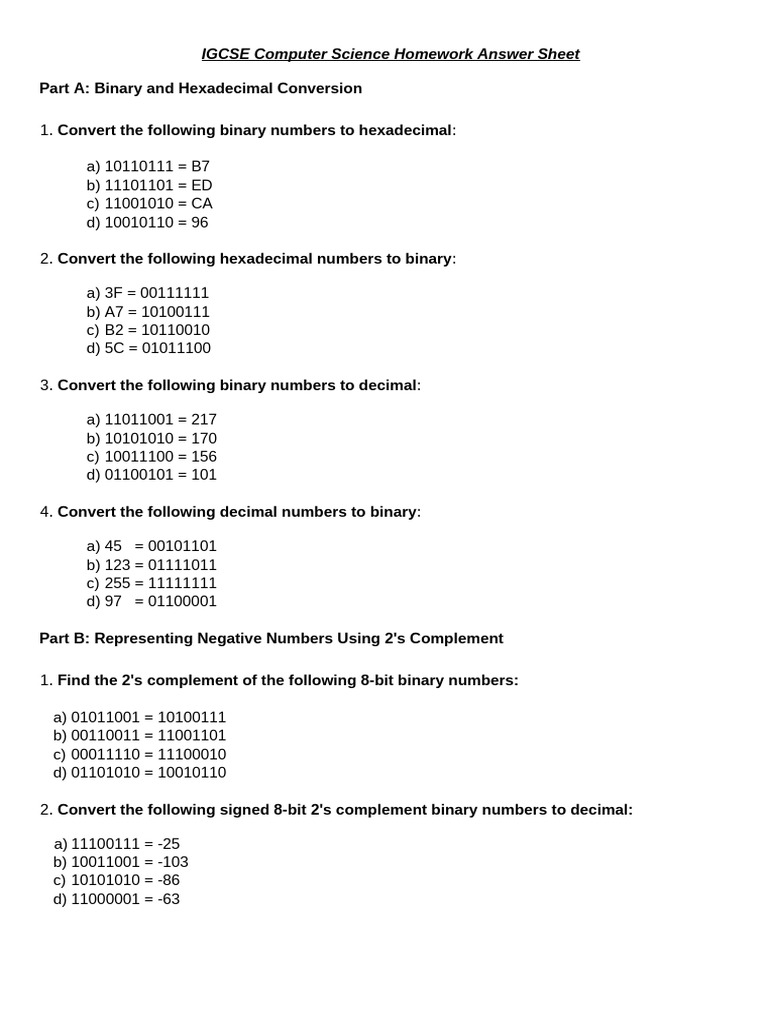 IGCSE Computer Science Homework Answer Sheet | PDF IGCSE Computer Science Homework Answer Sheet | PDF