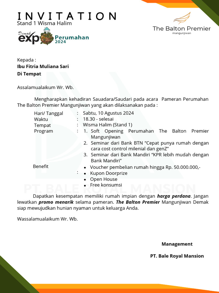 Undangan Stand 1 The Balton Premier Fitria Muliana S | PDF