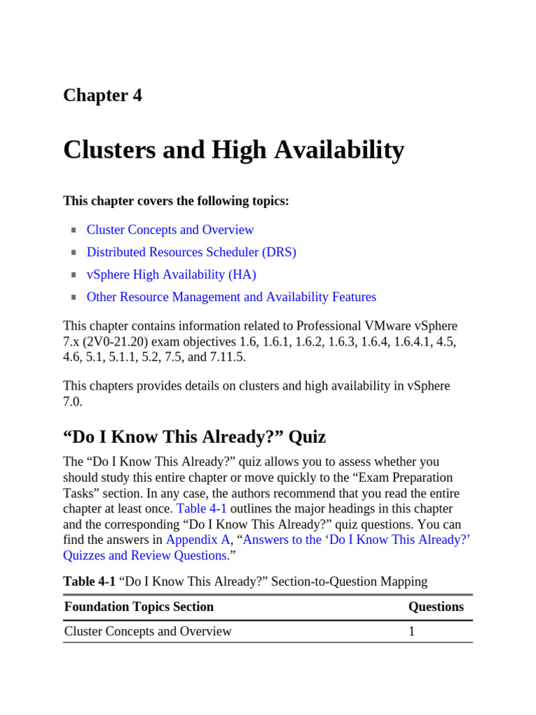 04 Clusters and High Availability | PDF