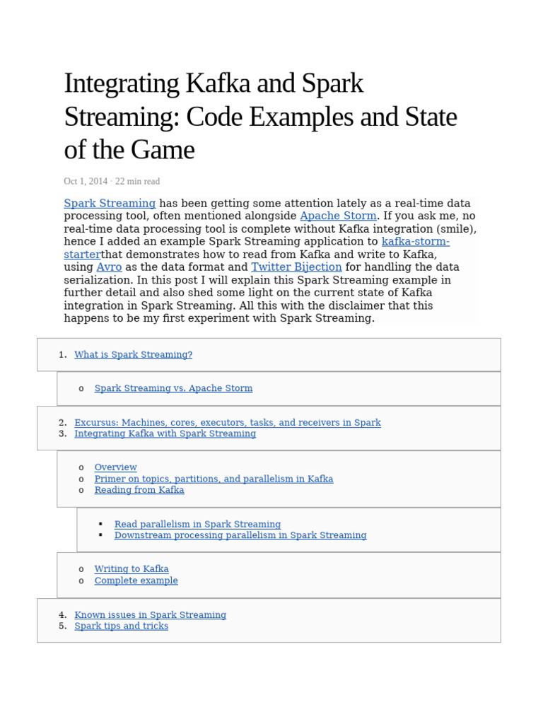 Kafka Spark Integration | PDF