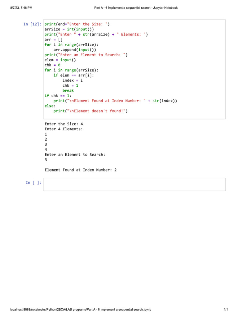 Part A - 6 Implement A Sequential Search | PDF
