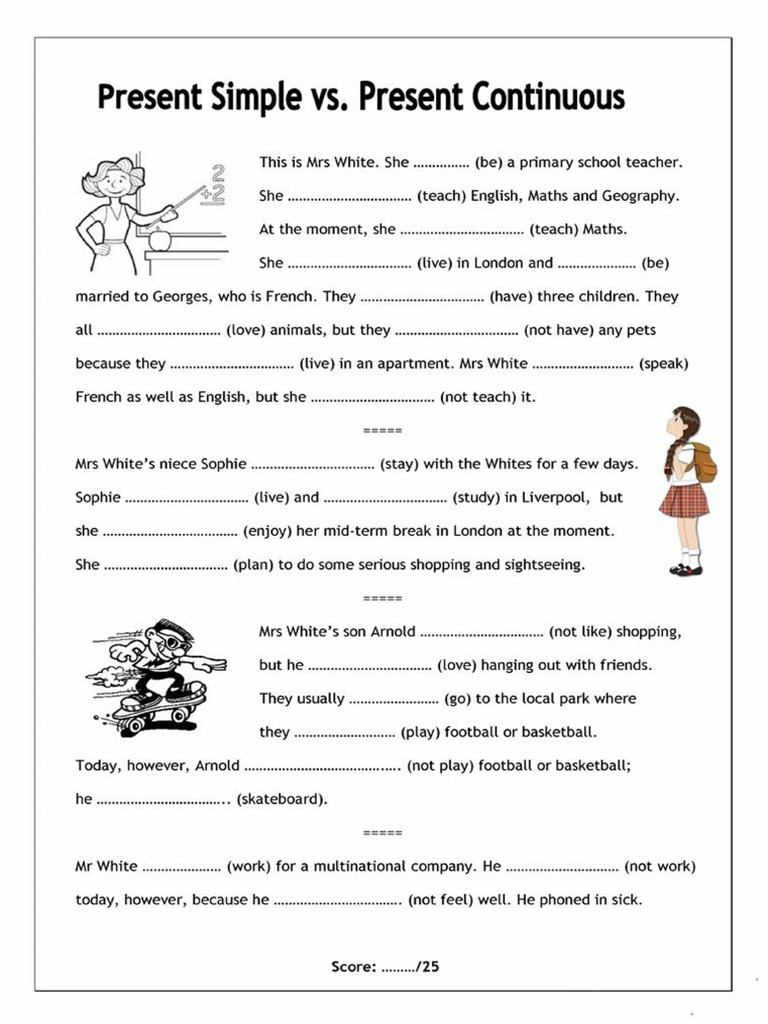 present simple present continuous (2) | PDF