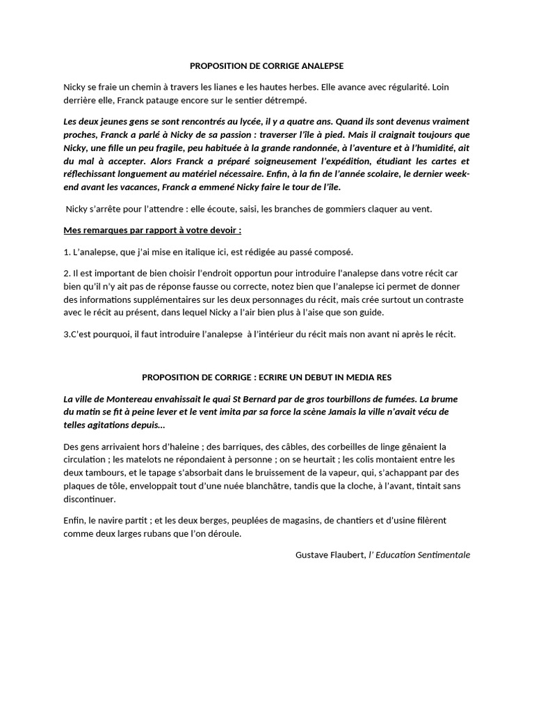 Exemples Analepse Et Média Res | PDF