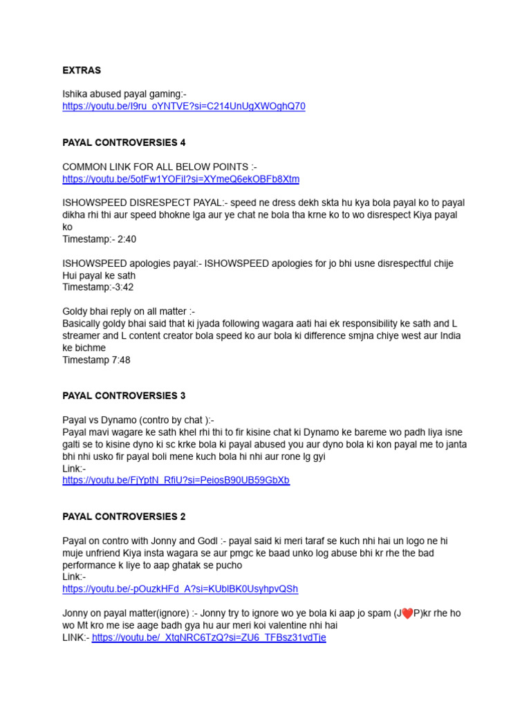 Payal Controversies | PDF