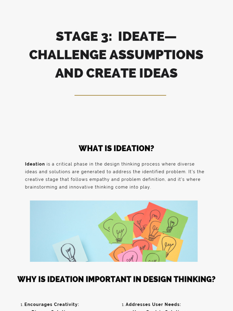 Stage 3: Ideate - Challenge Assumptions and Create Ideas | PDF