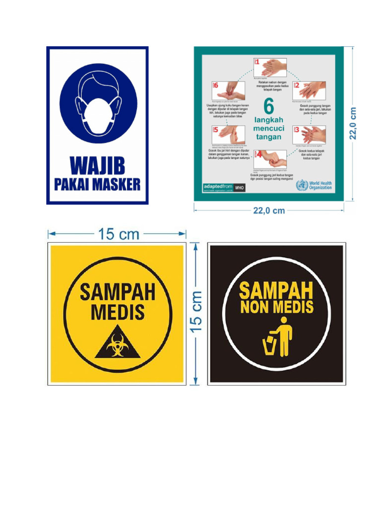 Stiker Apar, Cuci Tangan, Sampah Medis Dan Non | PDF