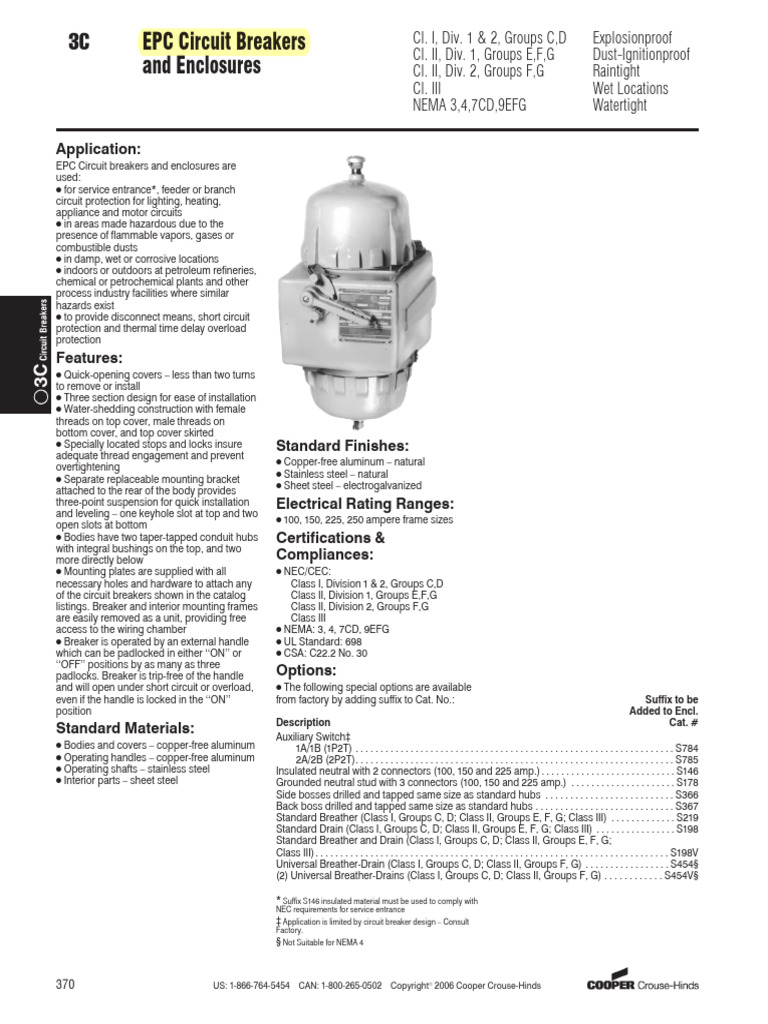 COOPER CROUSE-HINDS Explosionproof Breaker | PDF