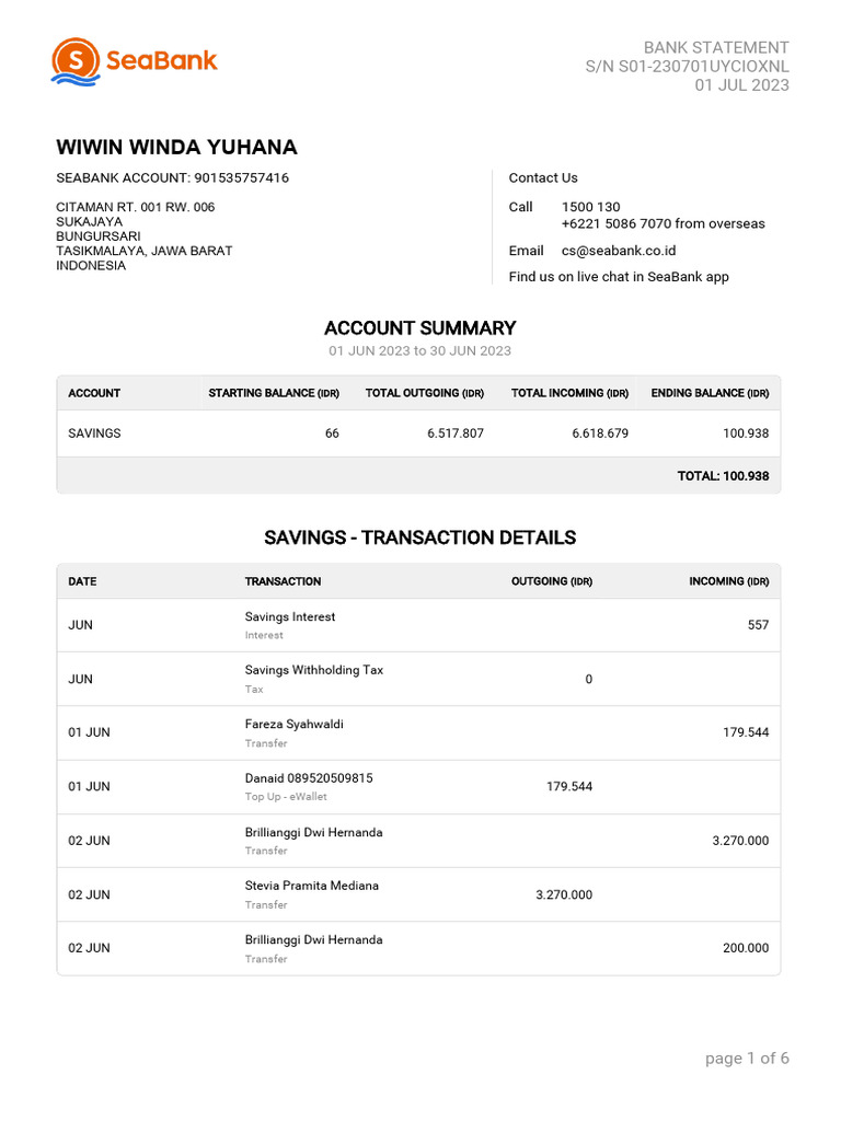 Seabank_Statement_WIWIN WINDA YUHANA | PDF
