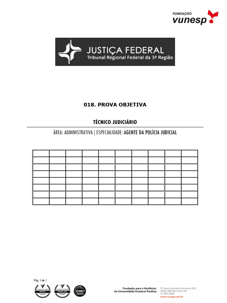 Vunesp 2023 TRF 3 Regiao Tecnico Judiciario Administrativa ... Vunesp 2023 TRF 3 Regiao Tecnico Judiciario Administrativa ...