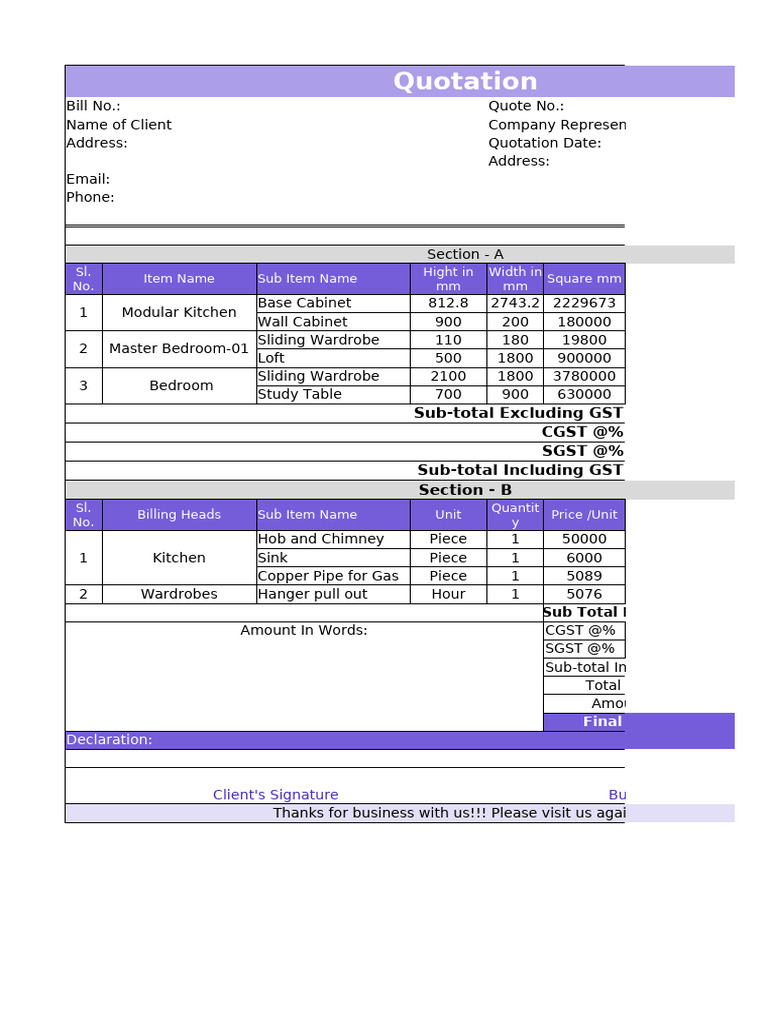 Interior Quotation Format 3 | PDF