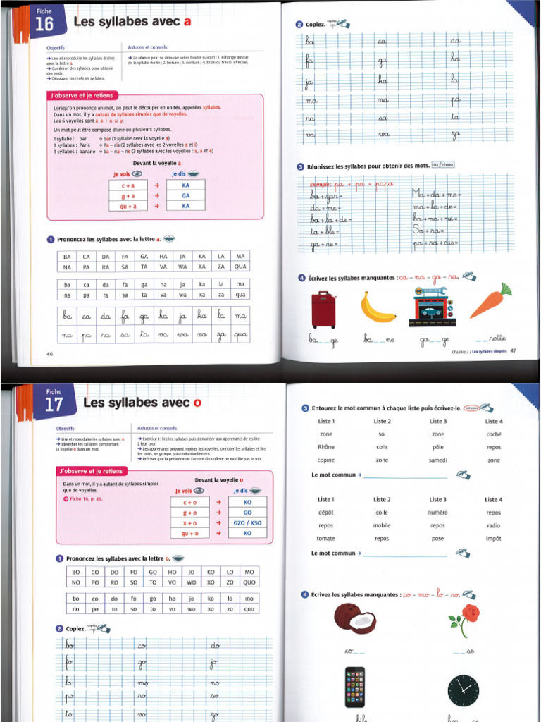 Lire Et Écrire en Français - Chap 2 - Les Syllabes Simples | PDF