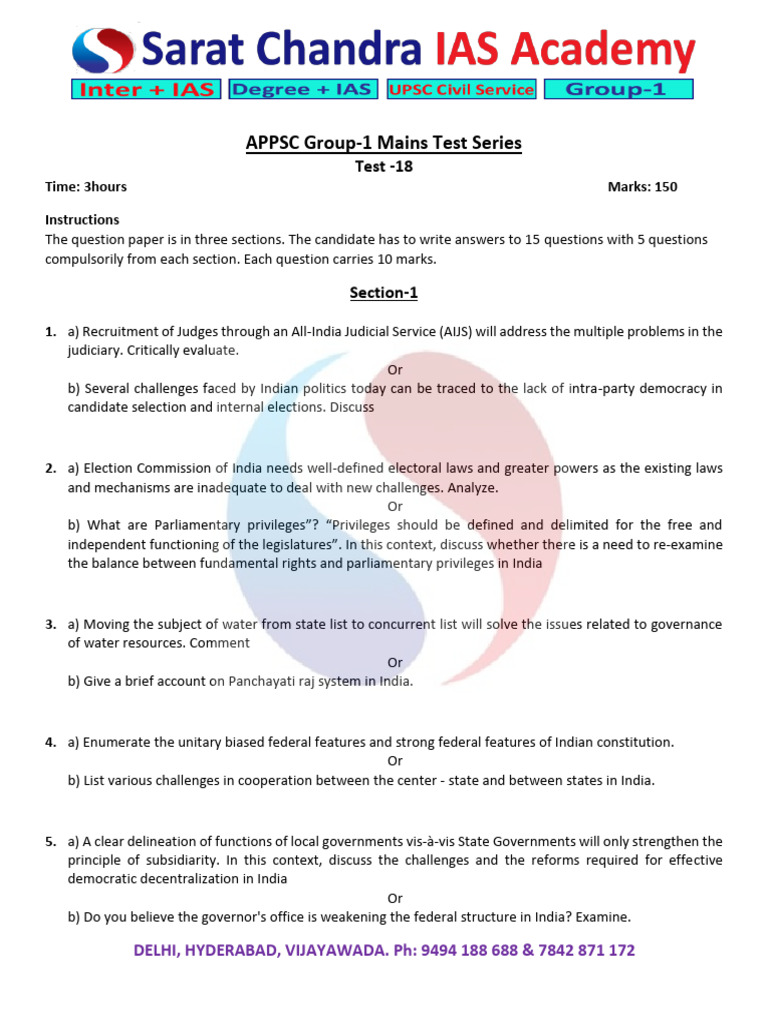 New Appsc Mains TS Test 18 QP | PDF