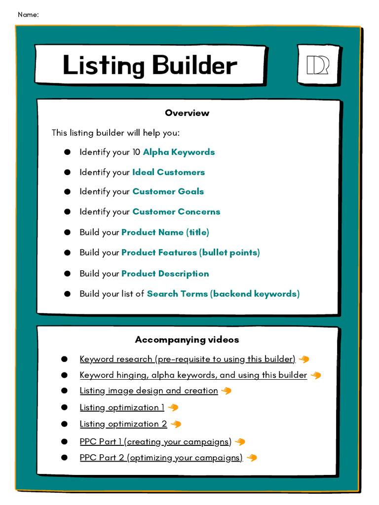 Listing Optimization Sheet V2 | PDF