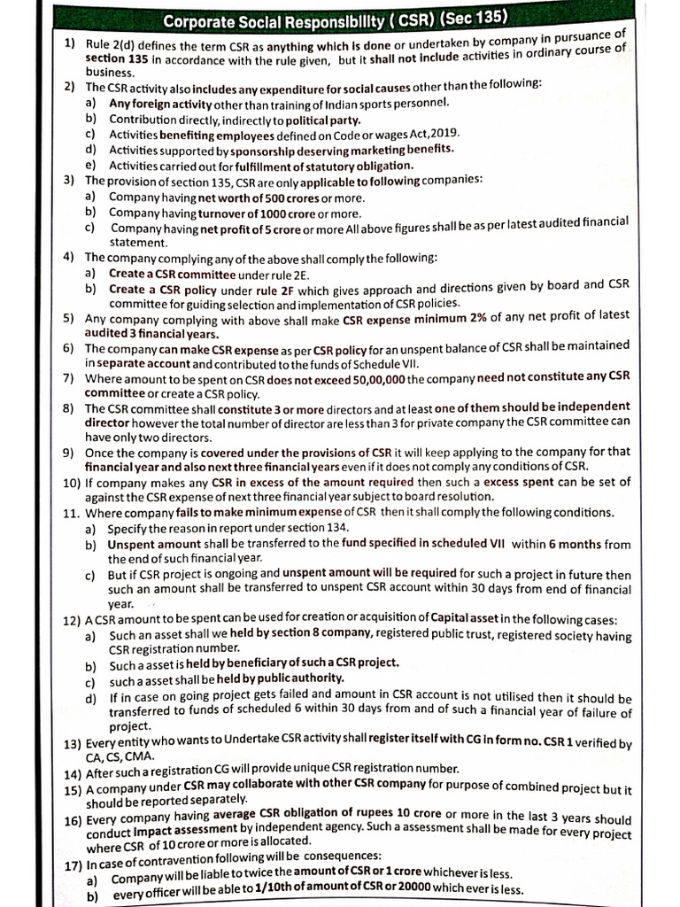 quick revision of CSR | PDF