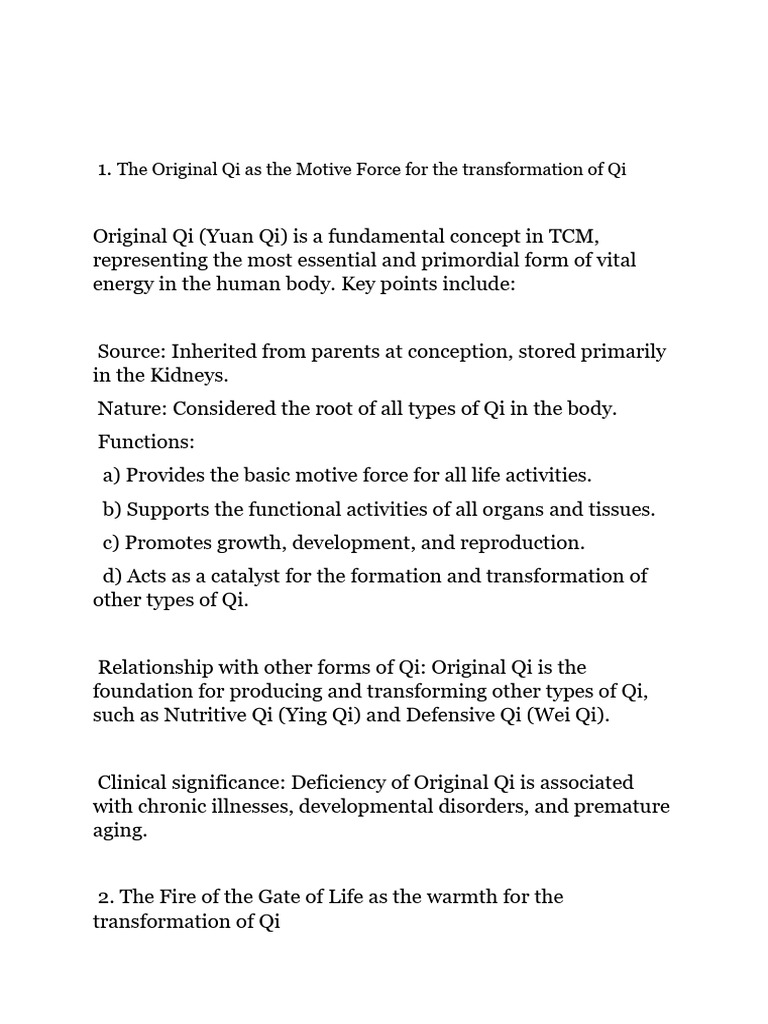 Transformation of Qi in TCM | PDF