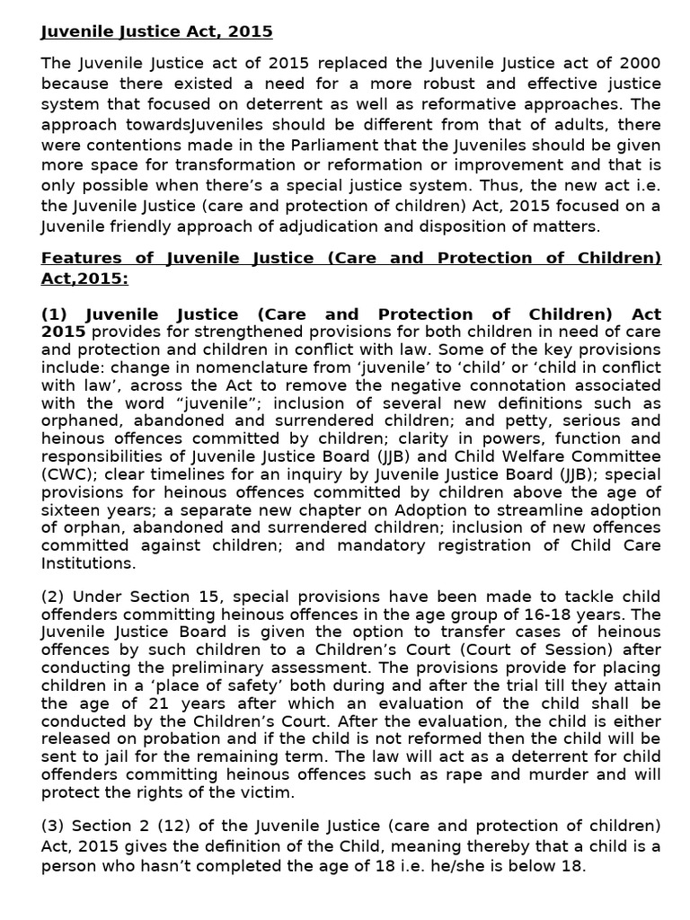 Juvenile Justice Act | PDF