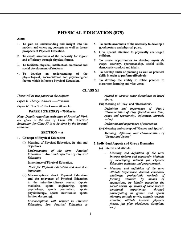 Syllabus Xi Session 2024-25 | PDF