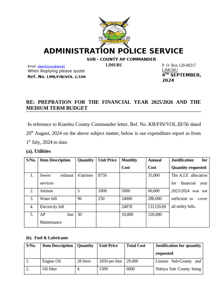 Preparation For The Financial Year 2025 2026 And Themedium Term Budget