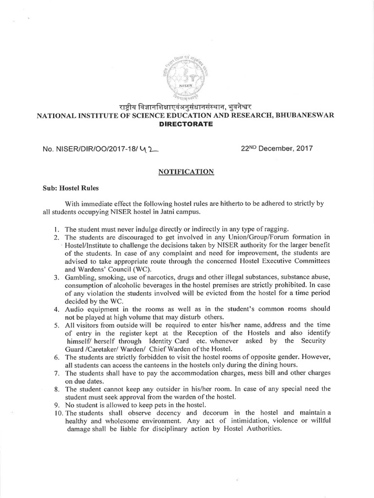 Hostel Rules | PDF