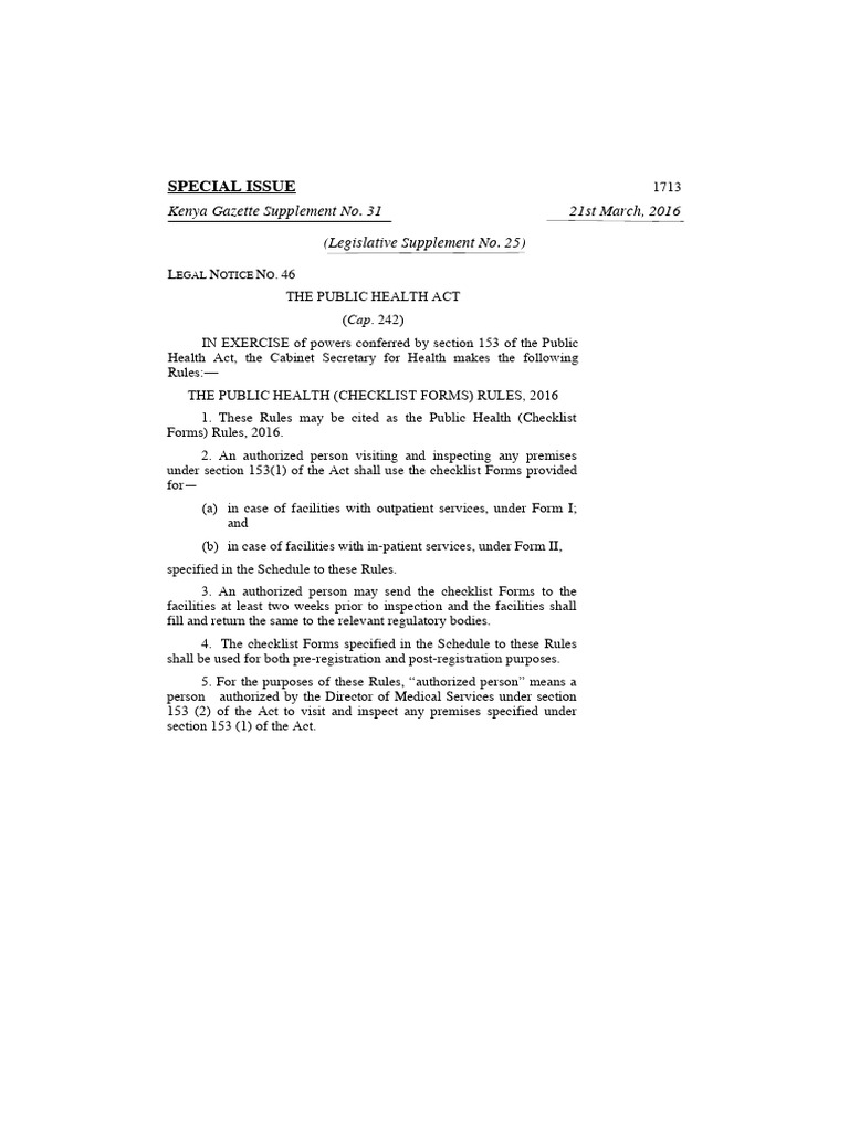 The-Public-Health-Checklist Forms-Rules-2016p | PDF | Hygiene ...