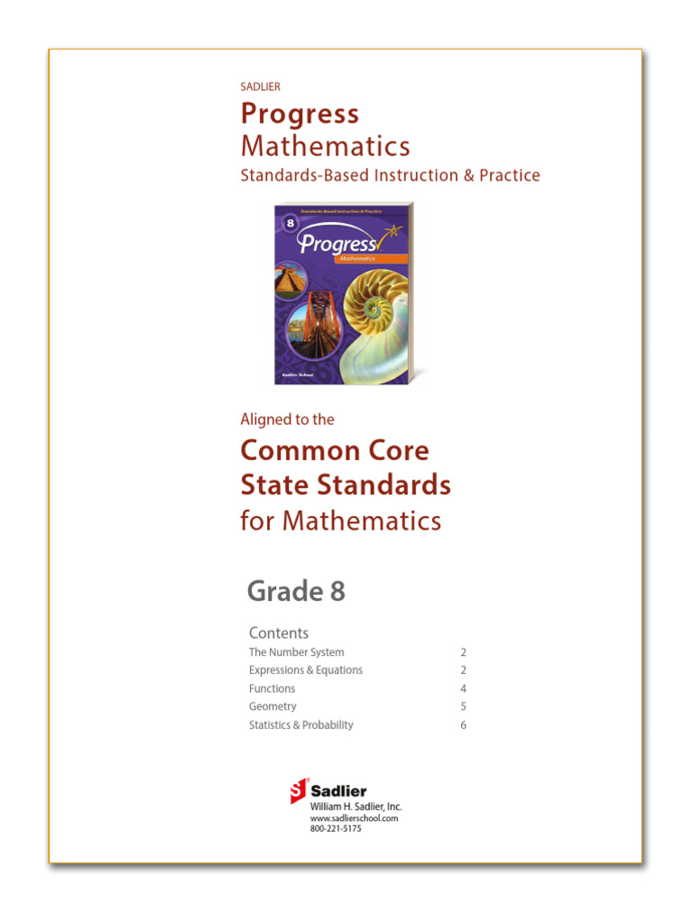 Gr8 Progress Math-CCSS Correlation | PDF