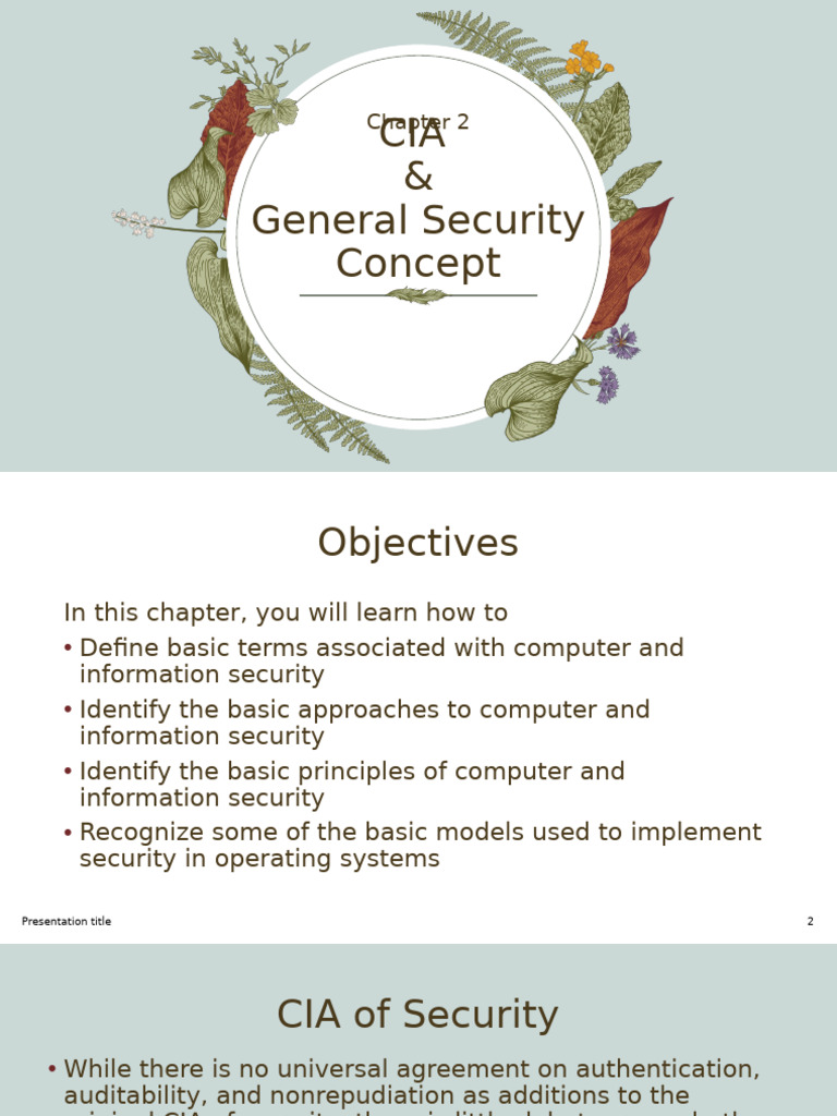 Chapter 2 - CIA - General Security Concept | PDF