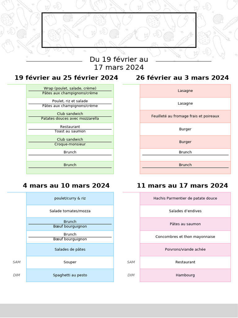 Planning Repas | PDF