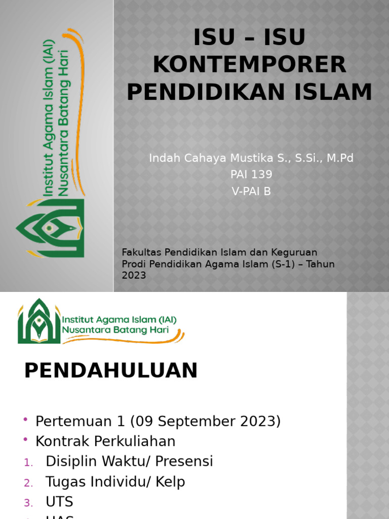 Isu - Isu Kontemporer Pendidikan Islam | PDF