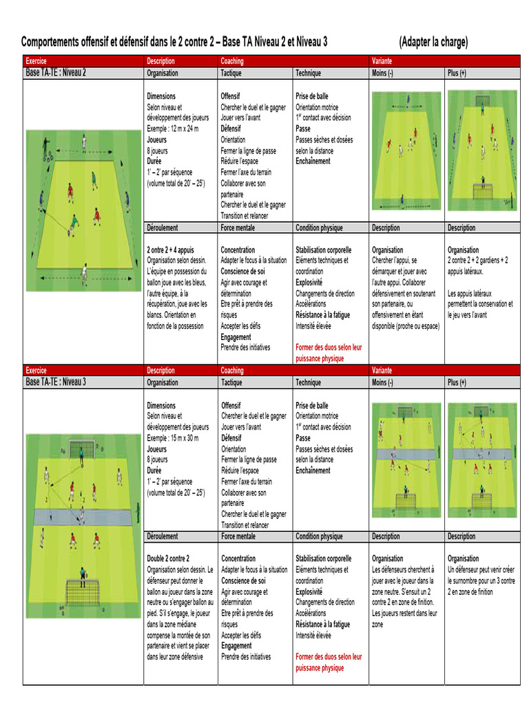 6 Comportement Off Et Def 2 Contre 2 Niveau 2-3 | PDF