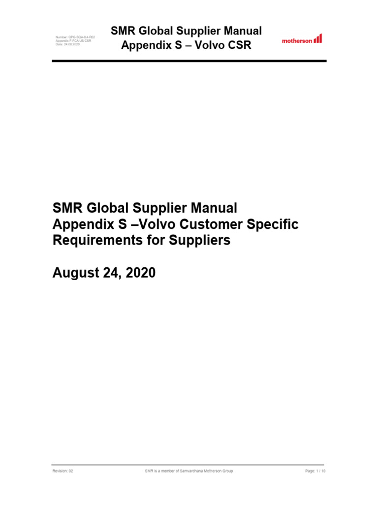 Appendix S-Volvo CSR R02 | PDF